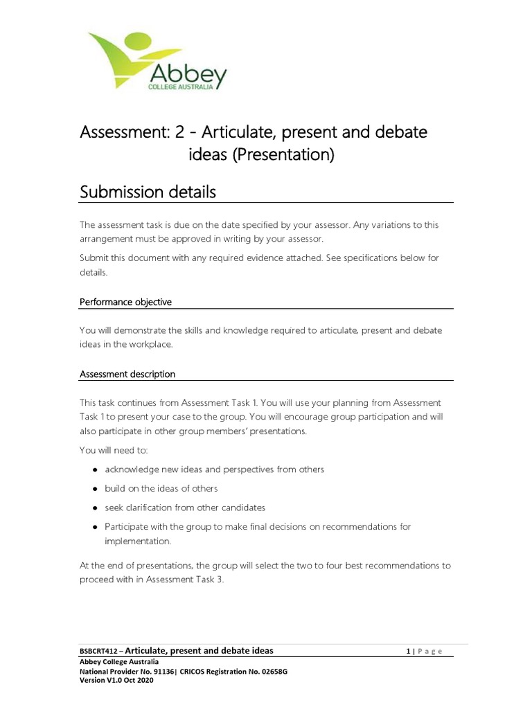 Assessment Task 2 | PDF | Communication | Cognition