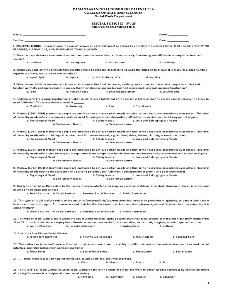 SW 25 - Examination Students Copy Encircling | Download Free PDF ...