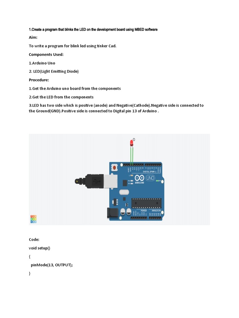 1.create A Program That Blinks The LED On The Development Board Using MBED Software | PDF ...