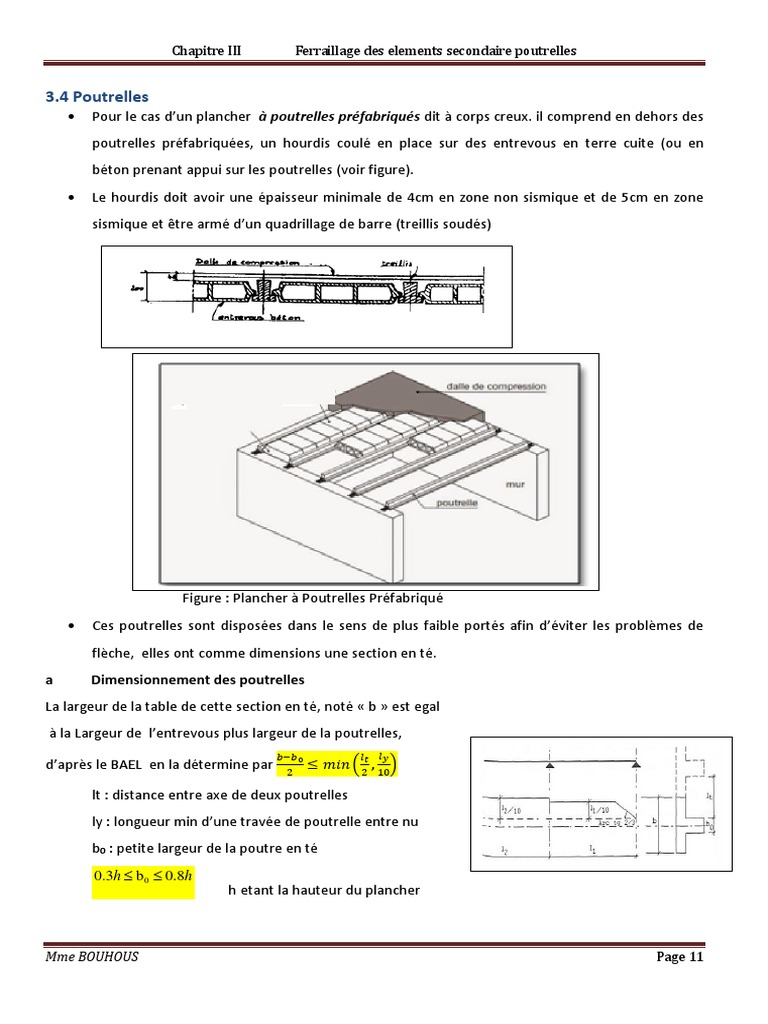 Ferraillage des Poutrelles et Dalles | PDF | Béton armé | Ingénierie ...