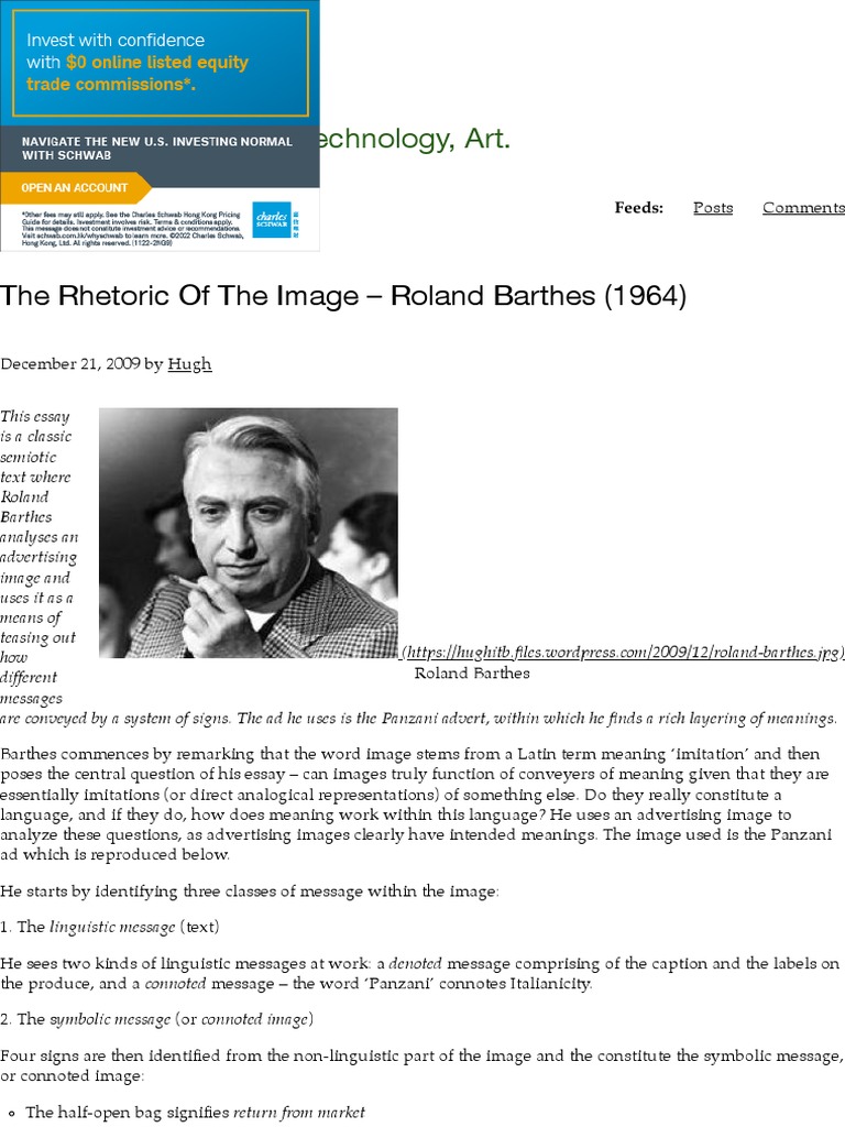 The Rhetoric of The Image - Roland Barthes (1964) - Traces of The Real | PDF | Advertising ...