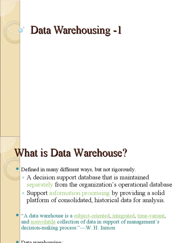 UNIT-1 Data Warehousing Part-III | PDF | Data Warehouse | Databases
