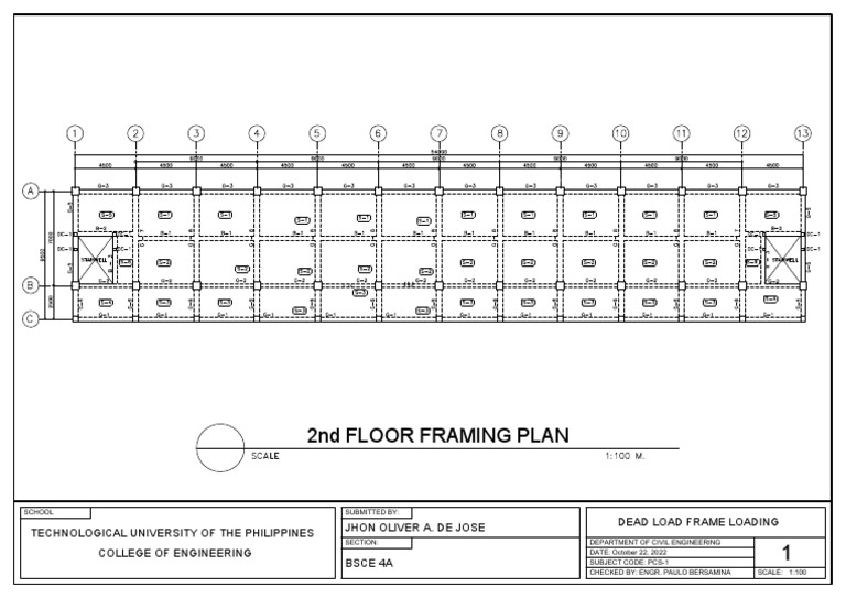 2nd Floor Framing Plan for School of Technology Building | PDF