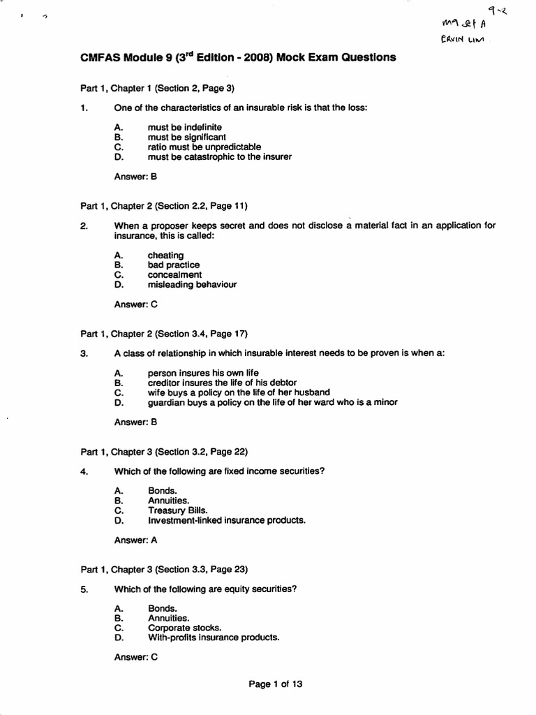 M9 Mock Exam Set A Questions With Answers | PDF