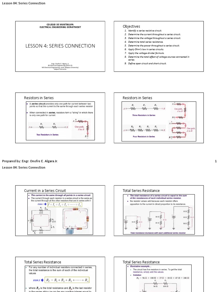 Series Connection in DC Circuits | PDF | Series And Parallel Circuits ...