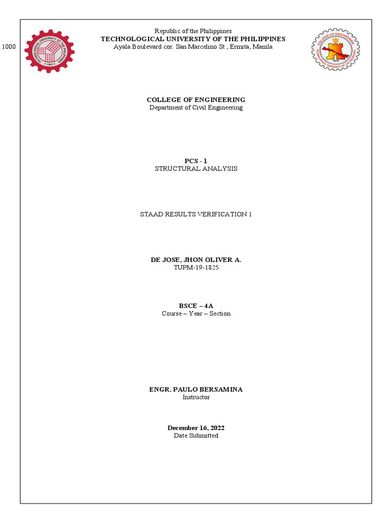 Staad Results Verification 1 | PDF