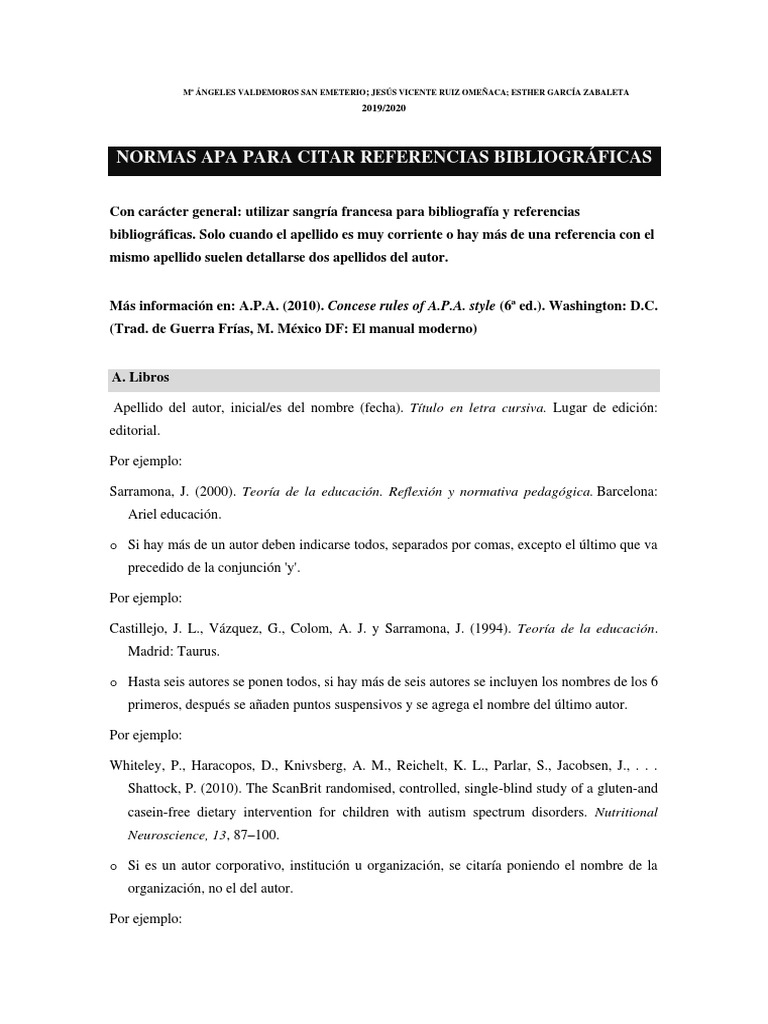 NORMAS APA. Guía Básica | PDF