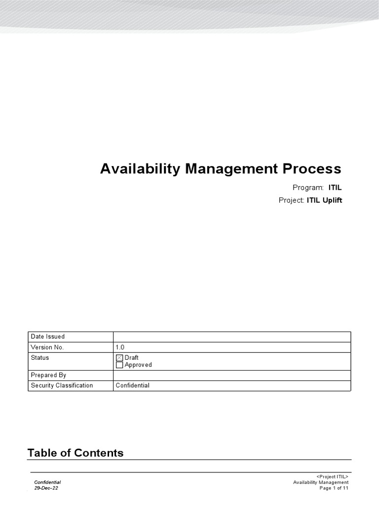 Availability Management | PDF | Reliability Engineering | Business