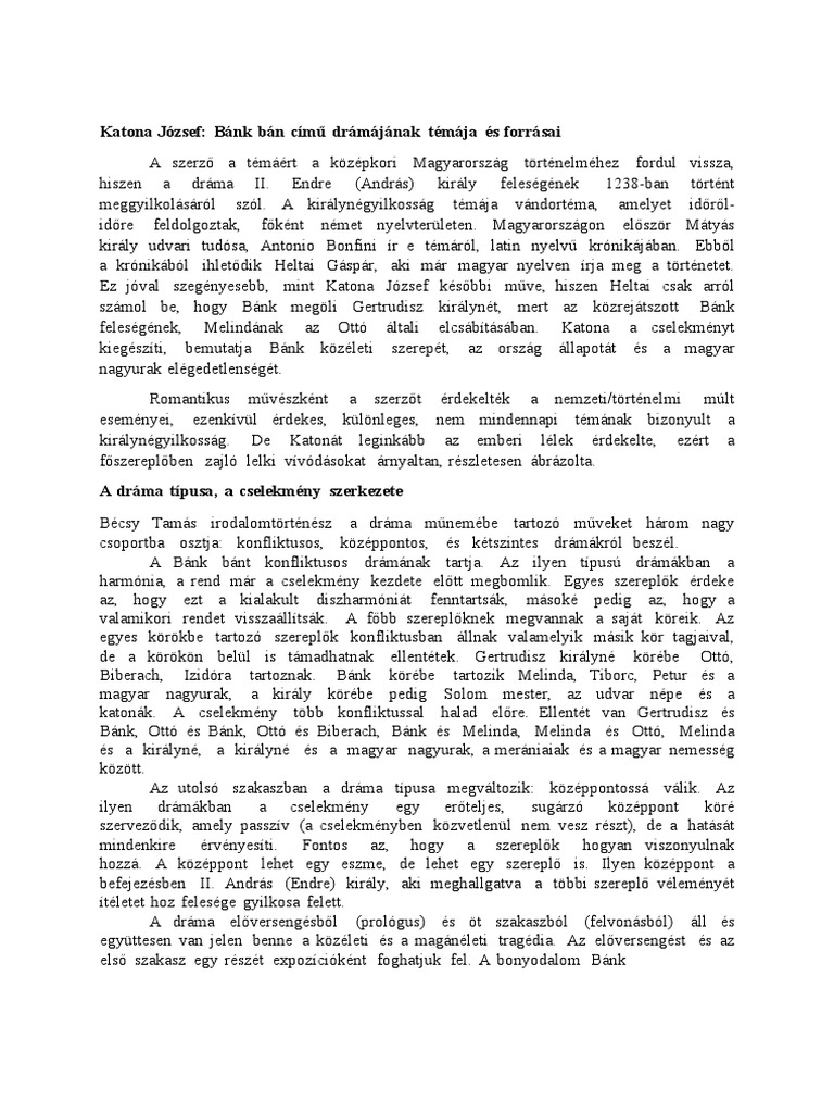 Bánk Bán Elemzés | PDF