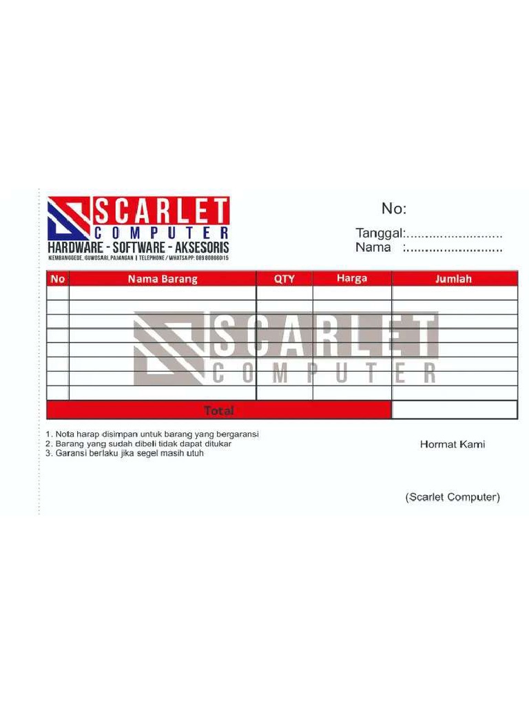 Contoh Nota Toko Komputer | PDF