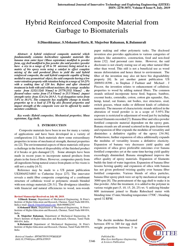 Hybrid Reinforced Composite Material From Garbage To Biomaterials | PDF ...