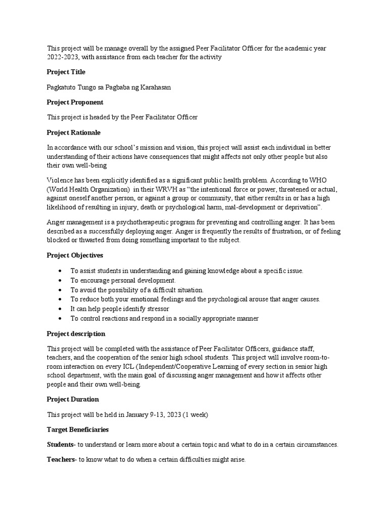 Anger Management Project Overview | PDF | Anger | Feeling