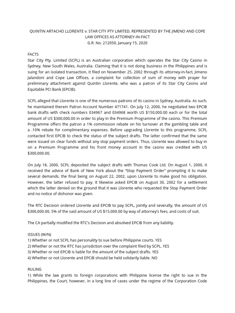 SCPL v. Llorente: Philippine Court Ruling | PDF | Lawsuit | Complaint