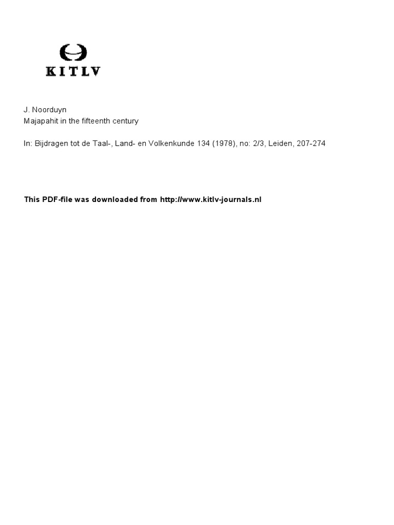 J. Noorduyn Majapahit in The Fifteenth Century: This PDF-file Was ...