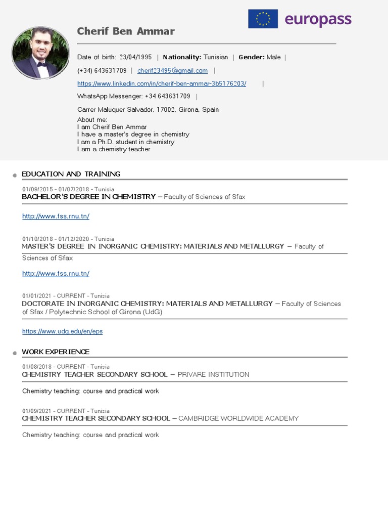 CV Europass | PDF | Tunisia | Academic Degree