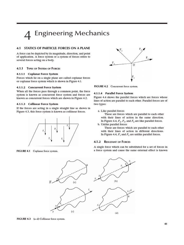 Engineering Mechanics: 4.1 Statics of Particle: Forces On A Plane | PDF | Force | Torque
