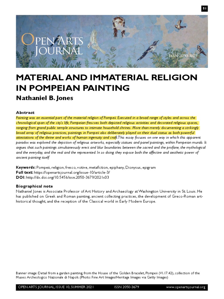 Oaj Issue 10 3 Nathaniel-B.-Jones Final | PDF | Paintings | Pompeii