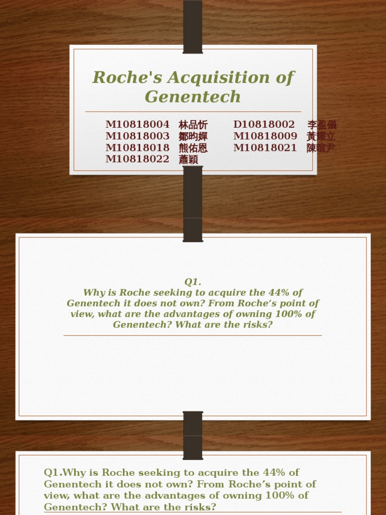 Roche S Acquisition of Genentech | PDF | Mergers And Acquisitions | Valuation (Finance)