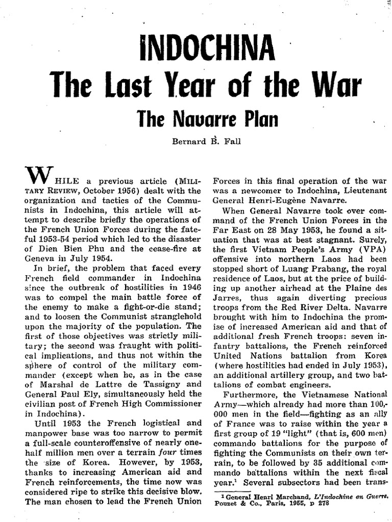 Bernard Fall - Last Year - The Navarre Plan | PDF | French Indochina ...