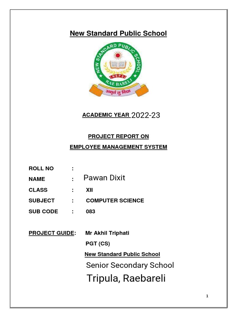 Project Report On Employee Management System - Edited (1) - Edited (1 ...