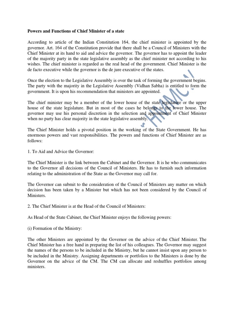 Chief Minister GE Sem II | PDF | Cabinet (Government) | Prime Minister