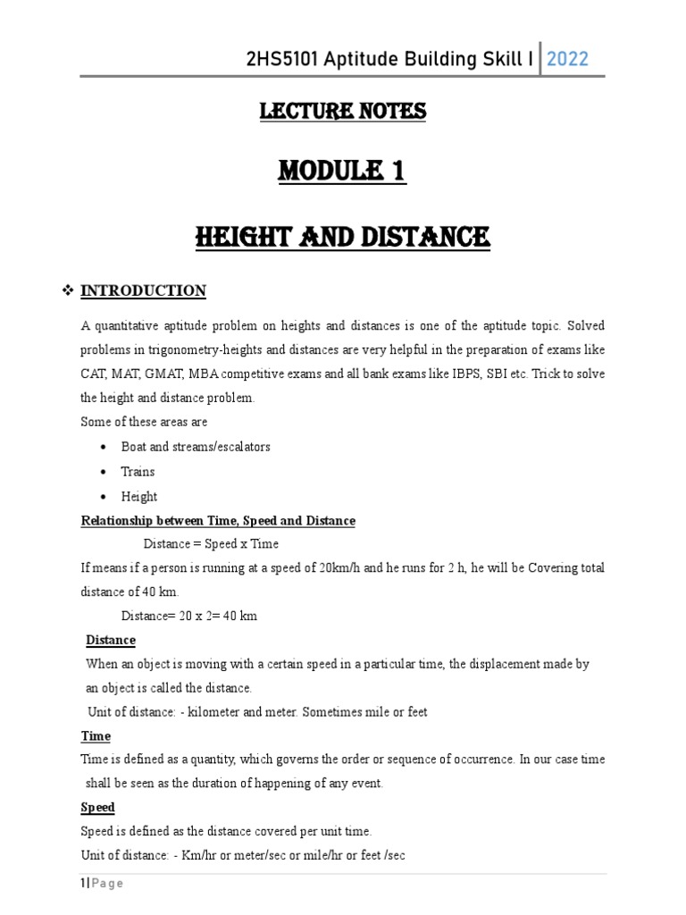 Finding Height and Distance Using Trigonometry | PDF | Trigonometry ...