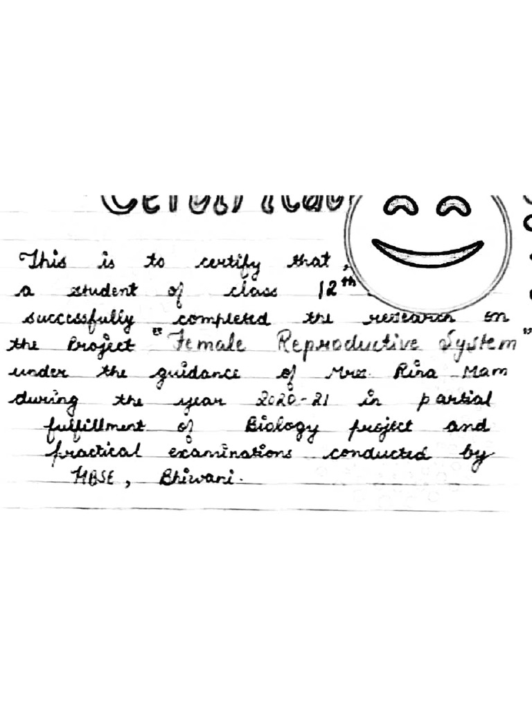 Female Reproductive System Project Class 12 | PDF