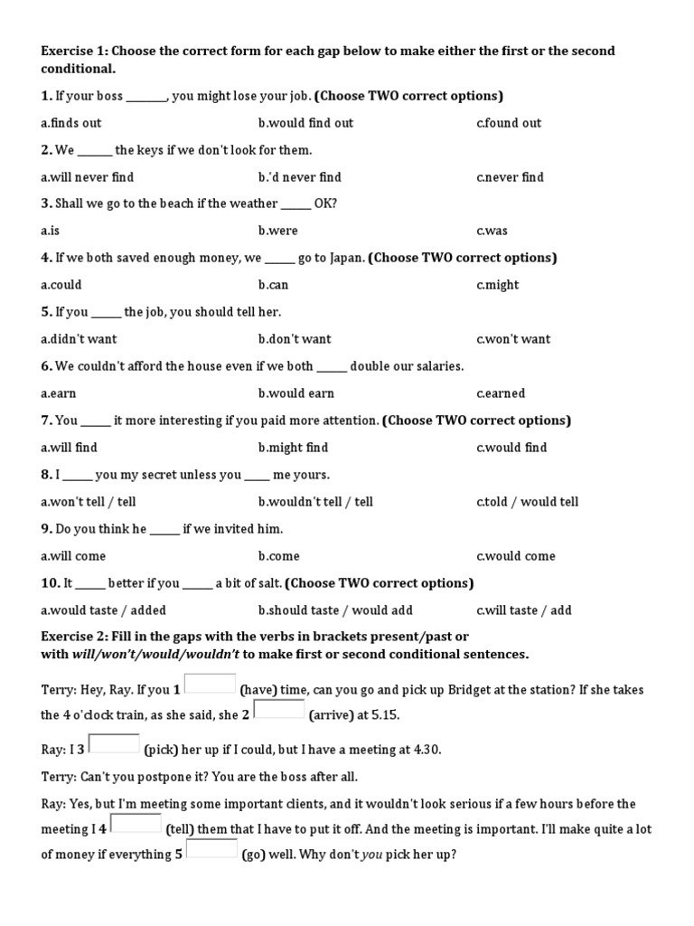 First, Second, and Third Conditional Exercises | PDF