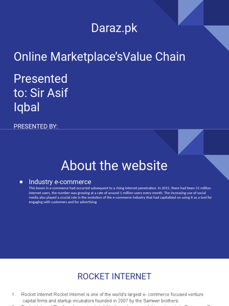 Daraz - PK Online Marketplace'SValue Chain by - M. Shakeel S. Jajja1 Mohsin N. Jat1 Presented To ...