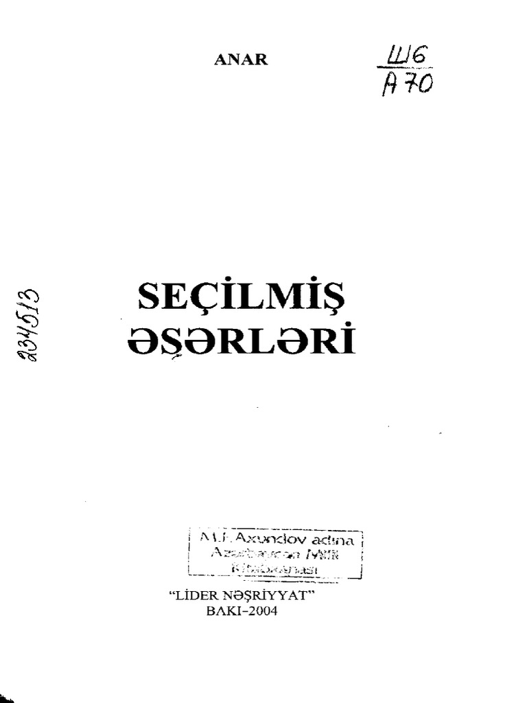 Anar - Seçilmiş ƏSƏRLƏR | PDF