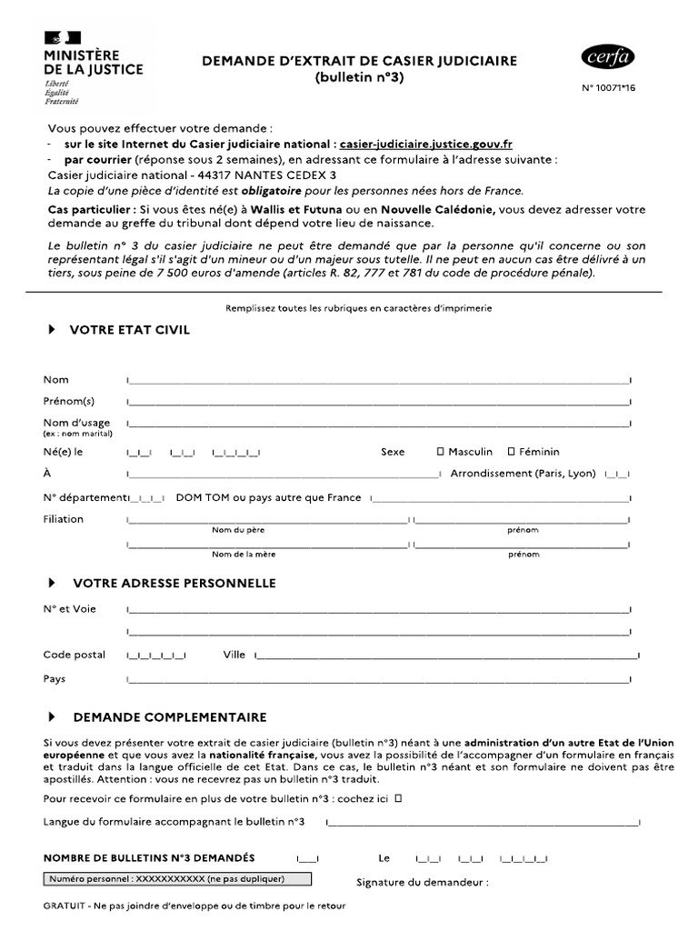 Cerfa 10071-16 | PDF