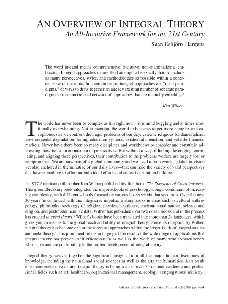 An Overview of Integral Theory | PDF | Theory | Experience