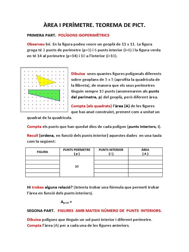 4 Teorema de Pict. Area I Perimetre6 | PDF