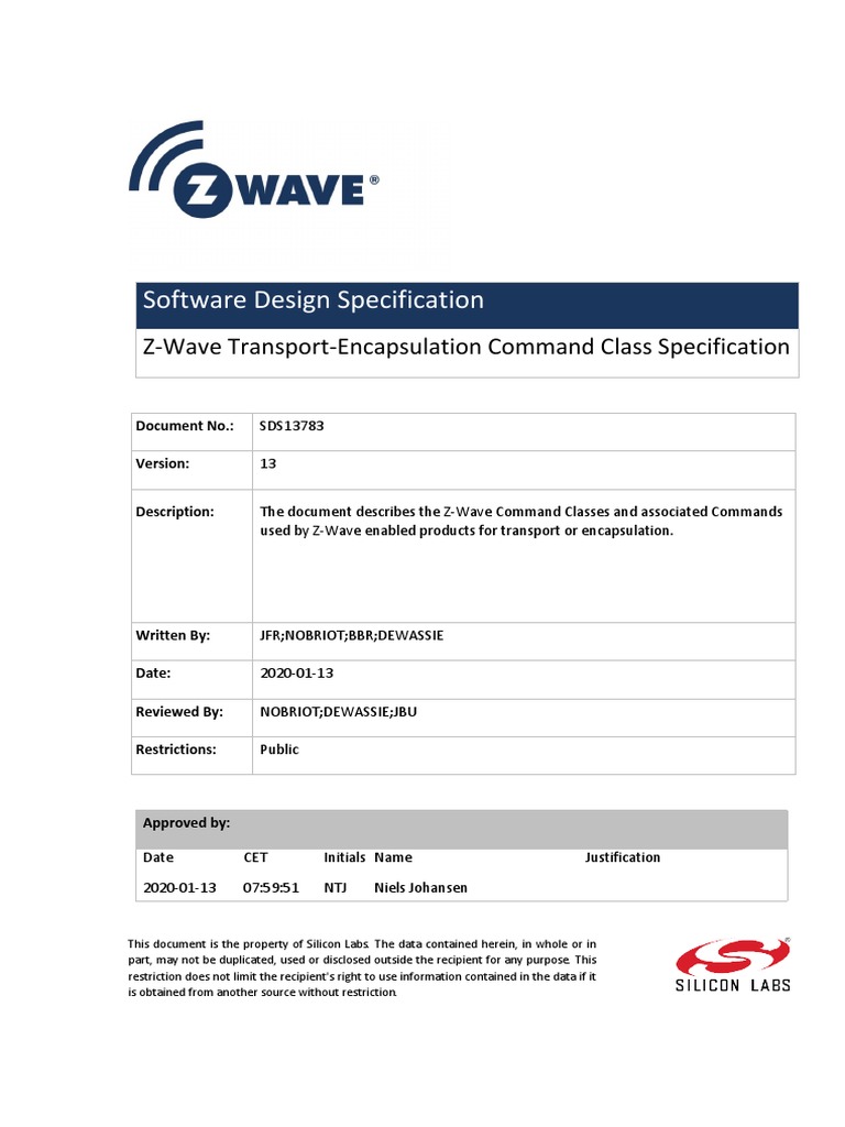 SDS13783 Z Wave Transport Encapsulation Command Class Specification | PDF | Computer Network ...