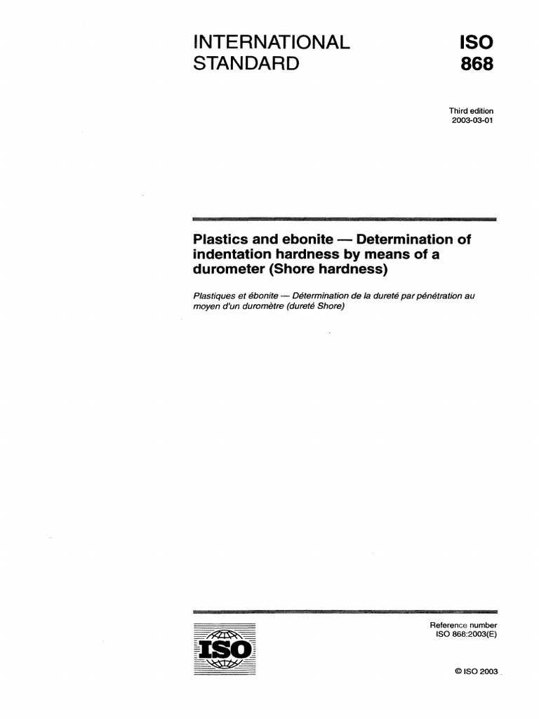 ISO 868 2003, Plastics and Ebonite Dureté Shore | PDF | International ...