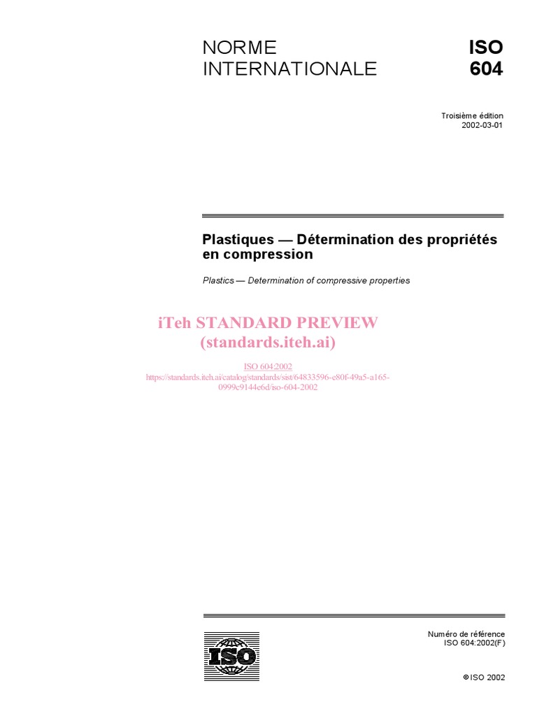 ISO-604-2002 (Resistance Cisaillement Et Compression) | PDF ...