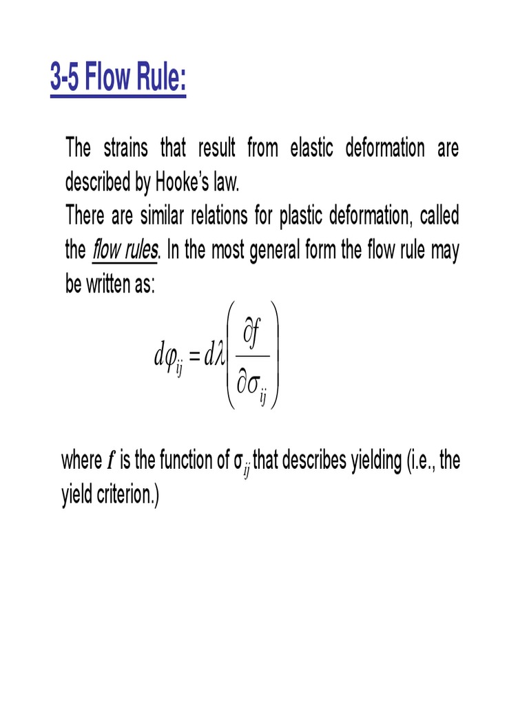 Lecture 4 Flow Rule | PDF | Plasticity (Physics) | Deformation ...