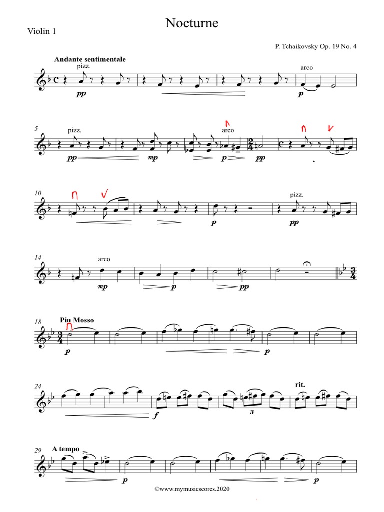 Tchaikovsky - Notturno - For - Cello - and - Strings - Violini 1 | PDF