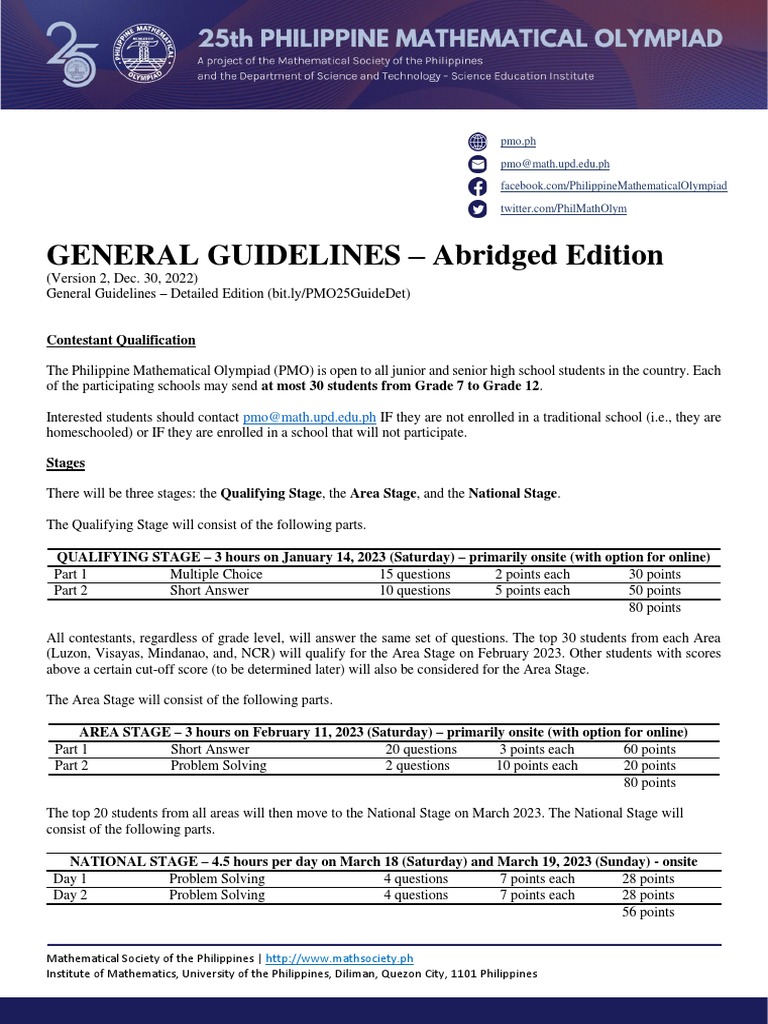 Philippine Math Olympiad Guide | PDF