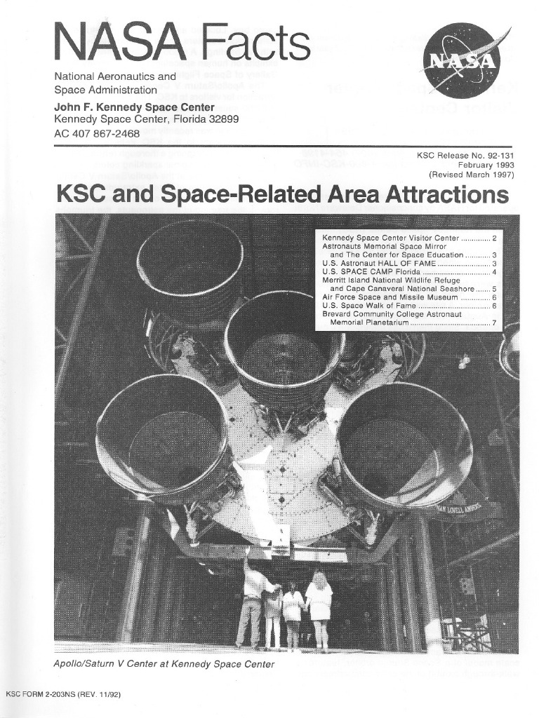 NASA Facts KSC and Space-Related Area Attractions 1997 | PDF | Kennedy ...