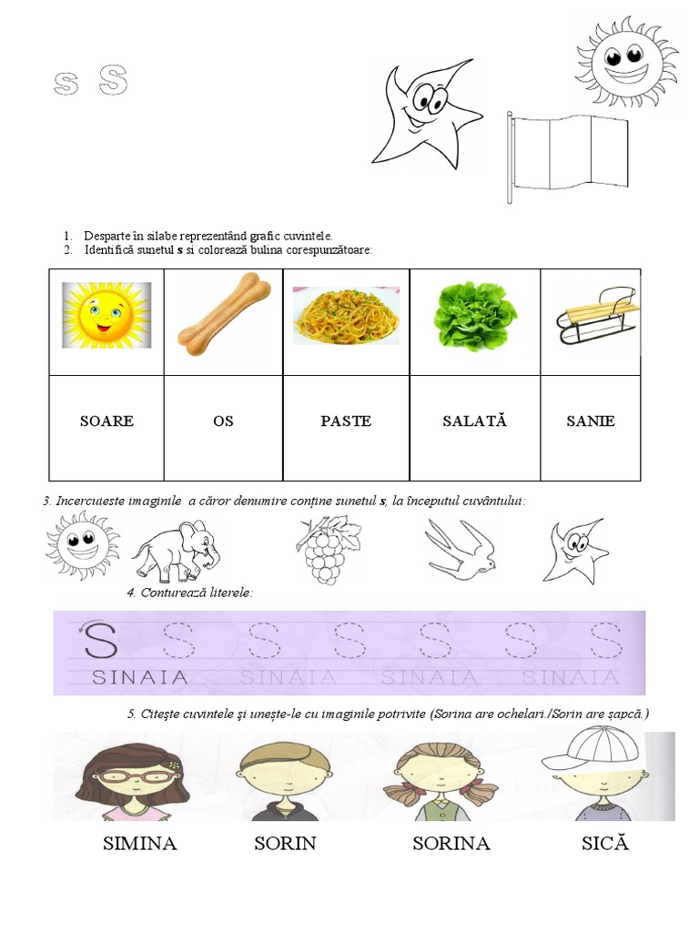 Fisa Sunetul Si Litera S | PDF
