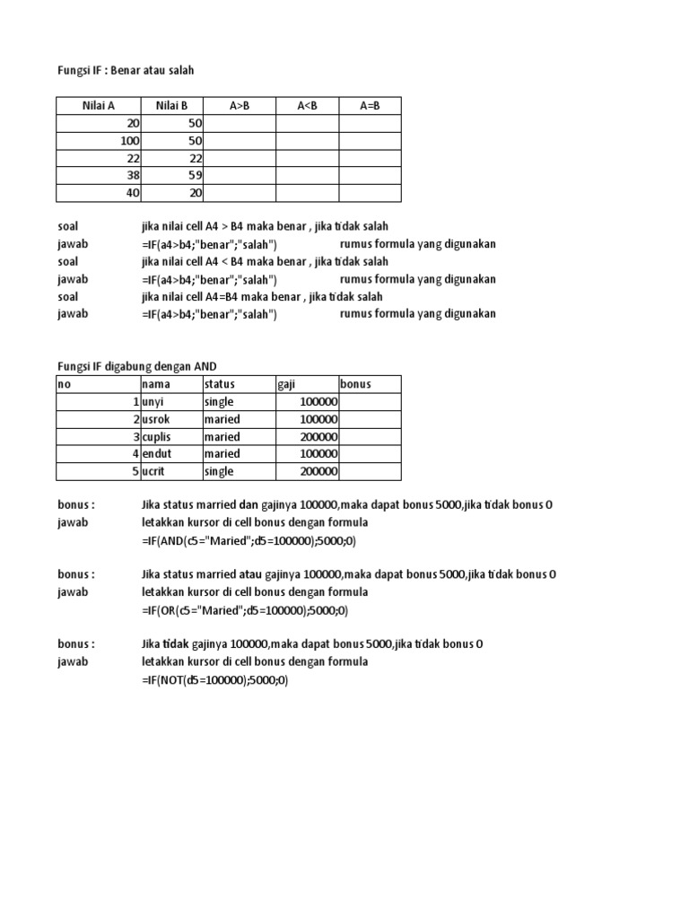 Optimasi Fungsi IF dan Rumus Excel | PDF