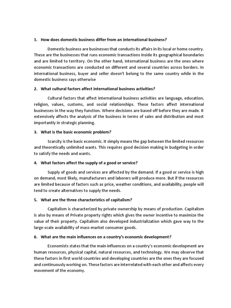 International Business and Trade Assignment Essay | Download Free PDF | Capitalism | Goods
