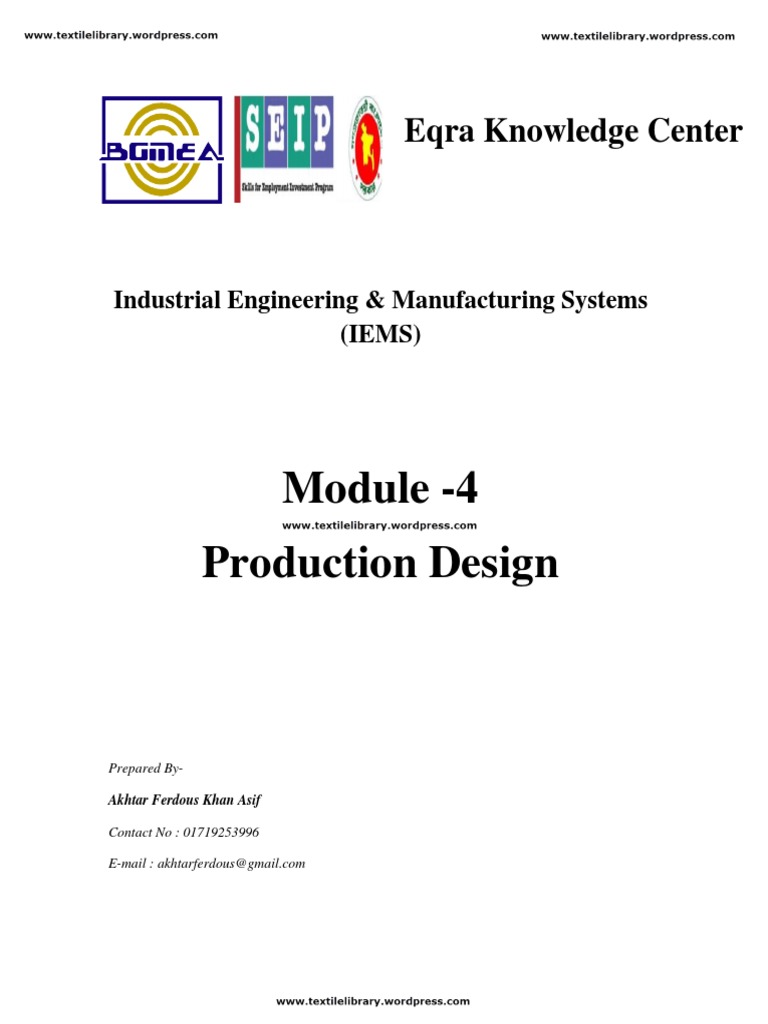 IEMS - Module-4 (Production Design) | PDF | Clothing | Sewing