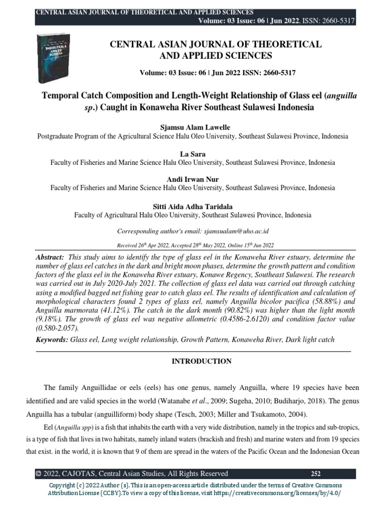 Temporal Catch Composition and Length-Weight Relationship of Glass Eel ...