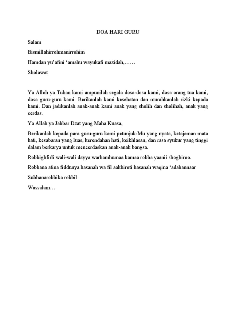 Doa Hari Guru | PDF