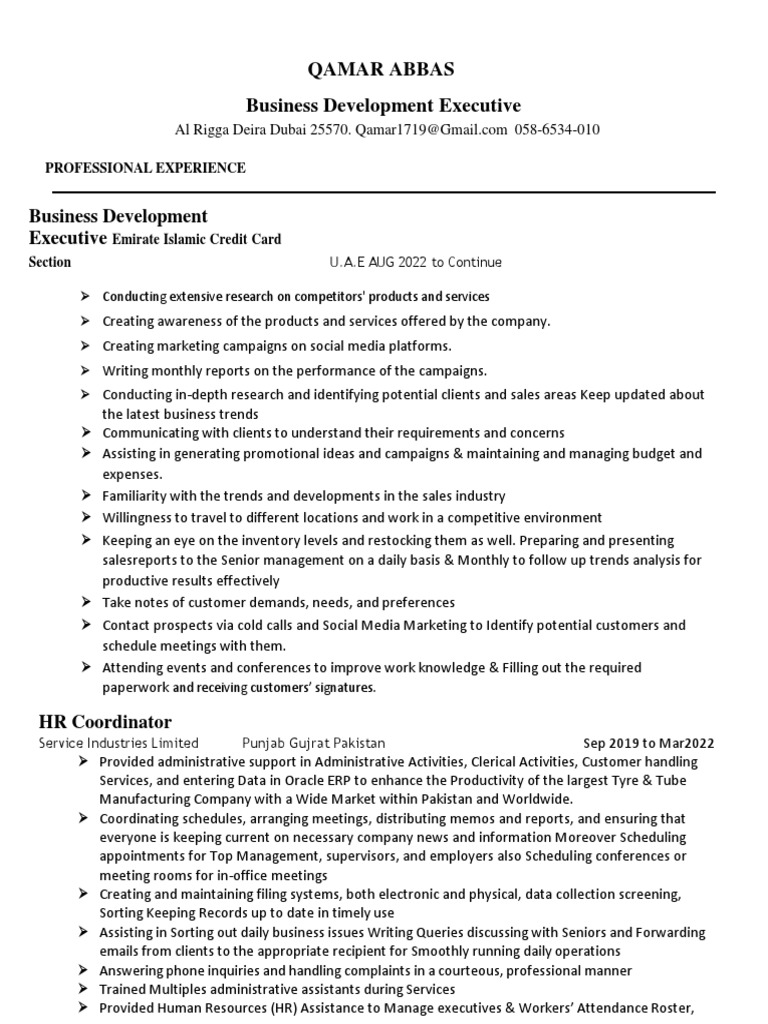 Business Development Executive Qamar Abbas resume | PDF | Marketing | Social Media