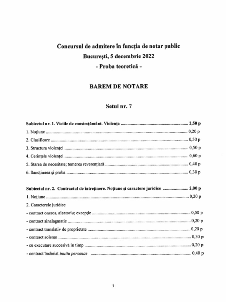 Barem de Notare Proba Teoretica | PDF