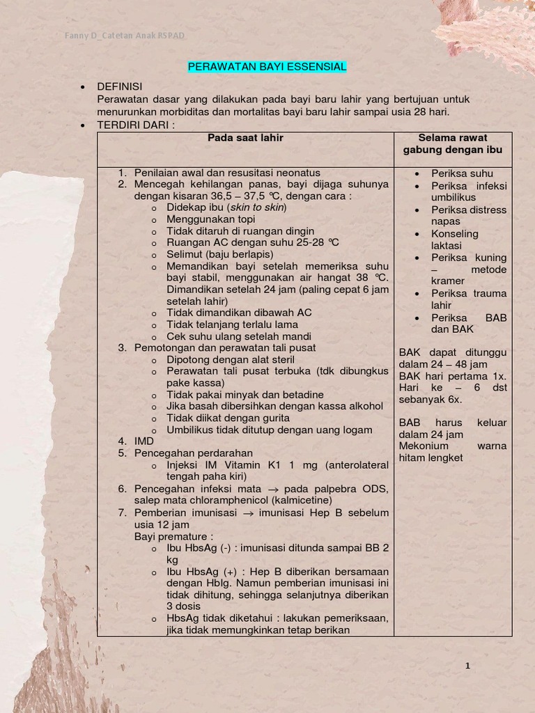 Catatan Koas Anak Rspad - 210606 - 205232 | PDF