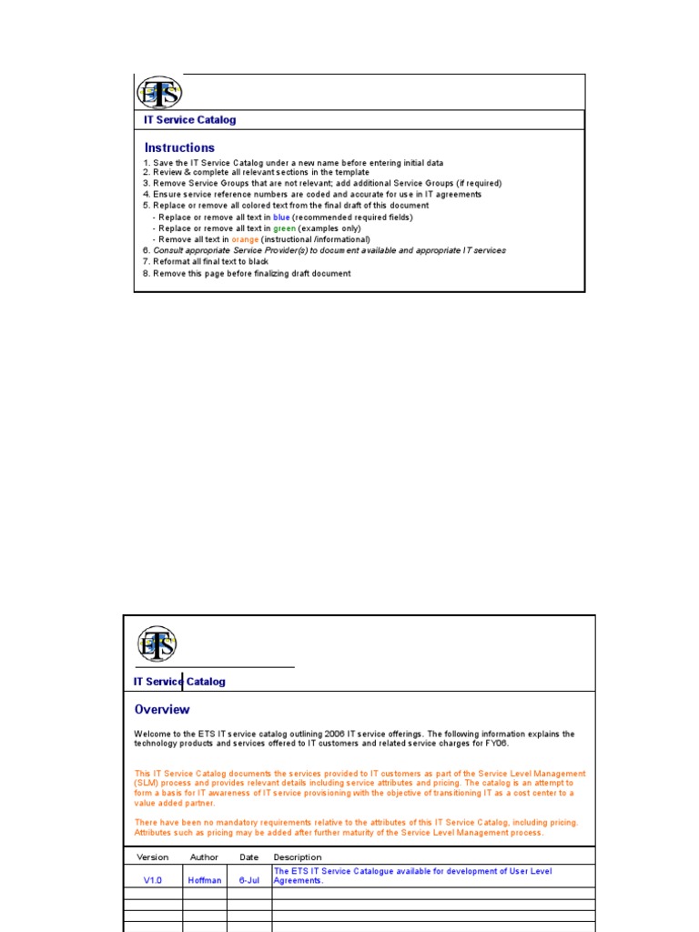 Copmuter IT Service Catalog Inventory Template | PDF | Backup ...